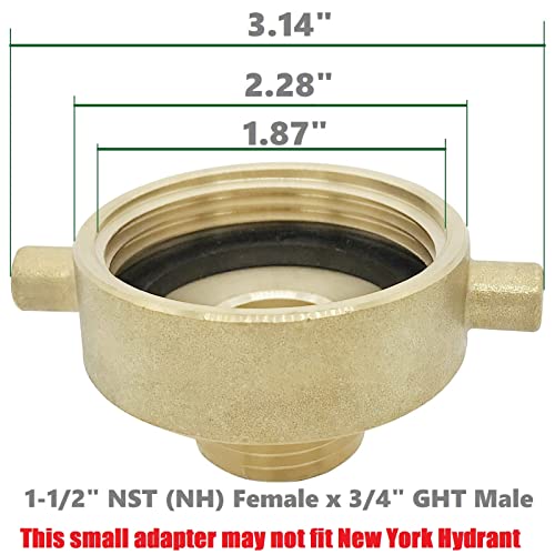 Snapklik.com : SpringSpray 1-1/2 NST (NH) Female X 3/4 GHT Male Brass ...