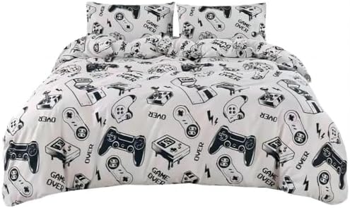 Amazon.com: SDIII 3PCS White Gamer Full Size Duvet Cover Set, 1 Duvet ...