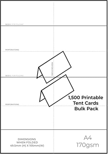 OfficeGear Wide Tent Cards (100 Cards) Table Place Cards - Perforated ...