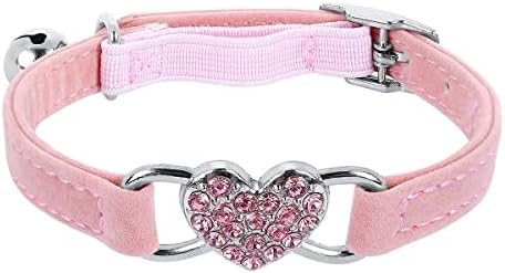 Rumyve Heart-shaped Rhinestone Cat and Dog Collar - Adjustable, Plush ...