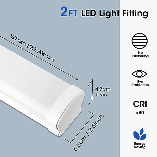 Glirowy 2 Pack 2FT LED Batten LightLED IP65 Waterproof Tube Light ...