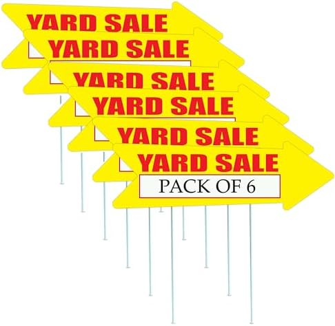 Amazon.com : Yellow Yard Sale Arrows Yard Sign Double Sided With Stakes ...