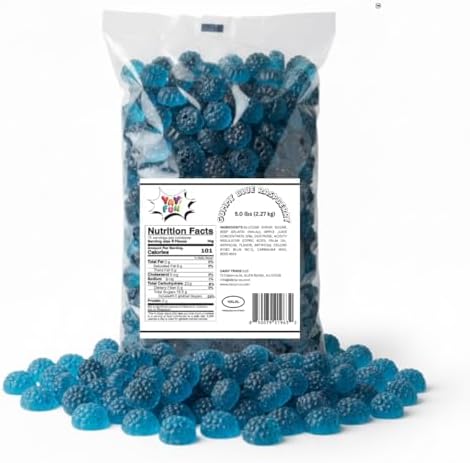Amazon.com : Halal Blue Raspberry Gummy Candy Bulk – 5 Pound Bag of ...