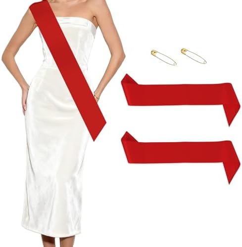 Amazon.com: Red Sash Satin Sash 2PCS Blank Plain Sashes for DIY ...