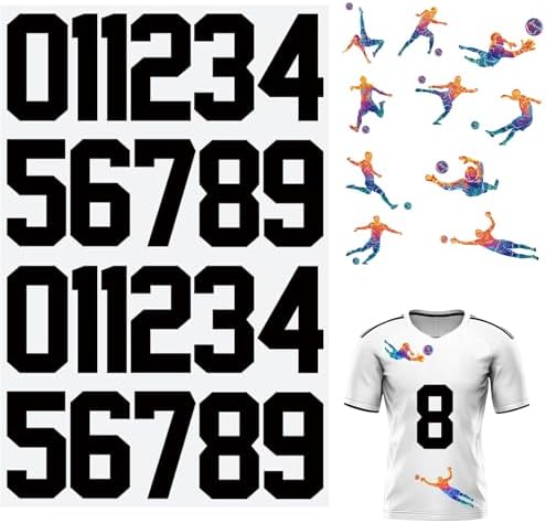 Amazon.com: 22 Sheets 8 Inch Iron on Numbers for Jersey Black Large ...
