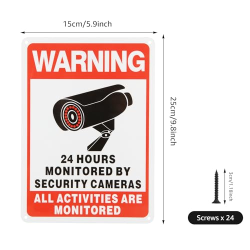 CYEER 6 Pack 24 Hour Video Surveillance Signs 10 x 7 Inch, Reflective ...