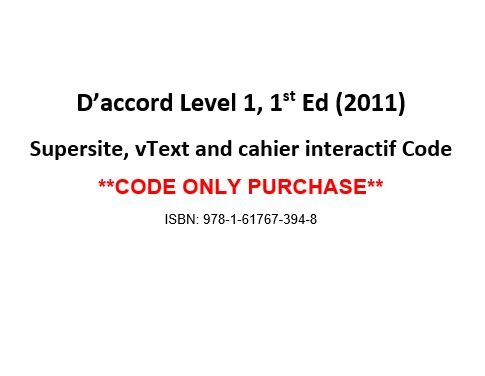 D'accord 1 Supersite, vText and cahier interactif Code **CODE ONLY ...