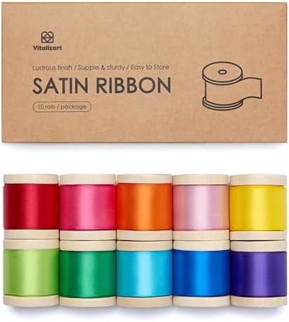 Amazon.com: Mlurcu Pastel Ribbon Rainbow Satin Ribbon 1 Inch Colorful ...