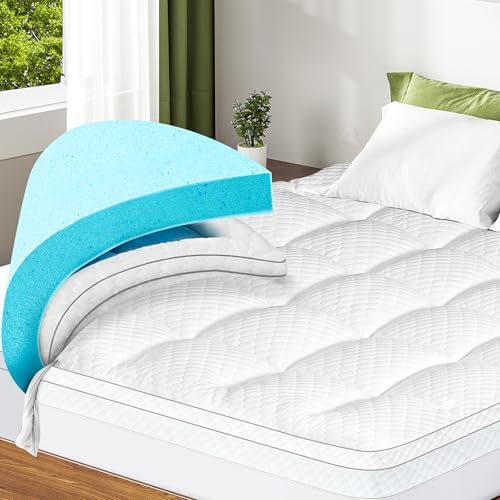 Amazon.com: ELEMUSE Dual Layer 3 Inch Memory Foam Mattress Topper King ...