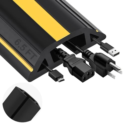 MYFAMIREA 6.5FT Floor Cord Cover Heavy Duty Cable Cover Protector with ...