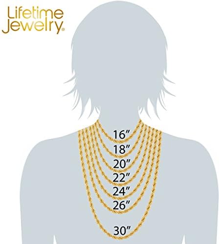 LIFETIME JEWELRY 6mm Figaro Chain Necklace for Men & Women 24k Real ...