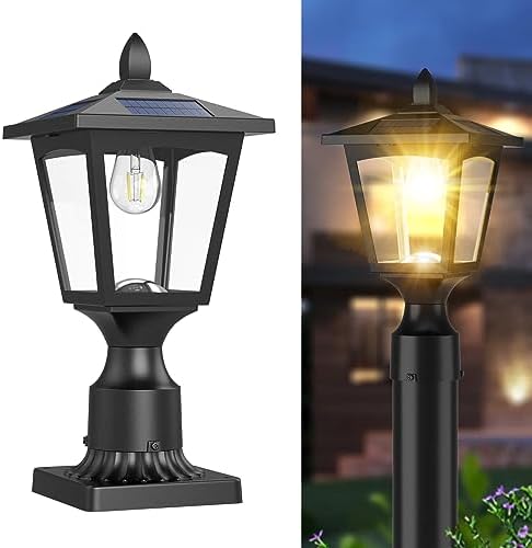Solar Post Lights 300LM, Dusk to Dawn Solar Lamp Post Light Fixture ...
