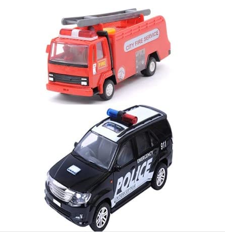 VJMART Police SUV Car and Fire Truck Toy for Kids | Fortuner Police and ...