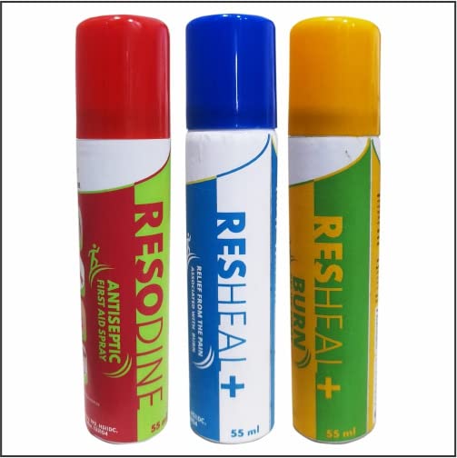 Combo Pack Resodine Wound Spray, Resheal+ Spray for Burnt Skin & Reheal ...