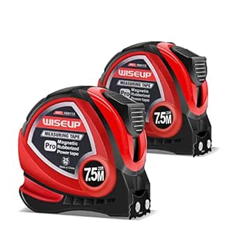 WISEUP Magnetic Tape Measure 25 Ft Metric and Inches Fractions 2 Pack ...