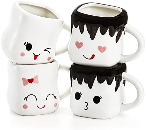 Amazon.com: Hedume 4 Pack Ceramic Hot Chocolate Mugs, Cute Coffee Mug ...