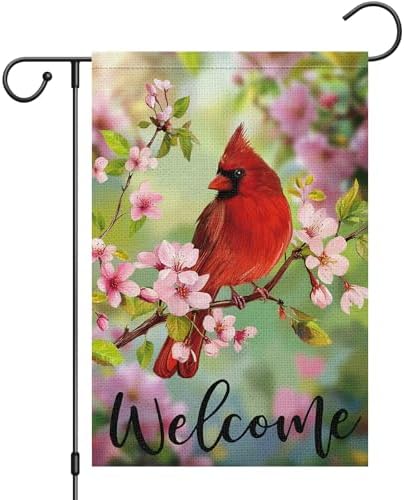 Amazon.com : Wodison Welcome Spring Cardinal Garden Flag 12x18 Inch ...