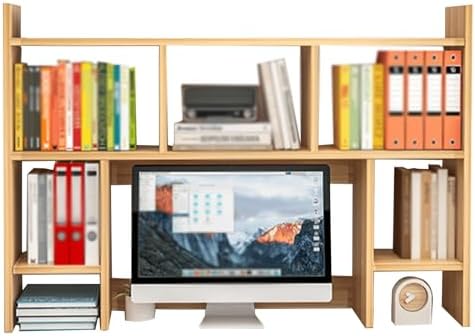 3-Tier Wood Desk Hutch for 32" Monitor - Open Storage for Office & Dorm ...