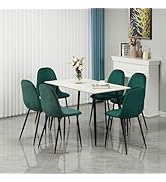 HomJoy Dining Table and 4 Chairs Set, Modern Design PU Seat Lounge ...