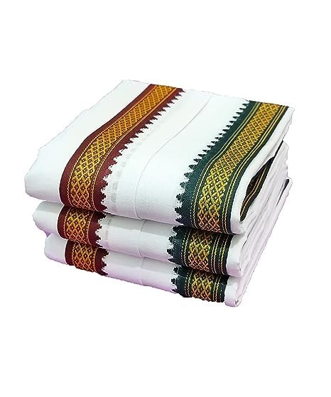 Pure Cotton Soft Towel Gamcha with Border for Men and Women, White ...