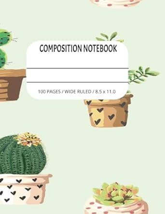 Cactus Composition Notebook Wide Ruled: Pretty Aesthetic Composition ...