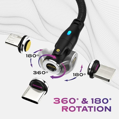 Statik 360 Pro Magnetic Phone Charger Cable, Magnetic USB C Charging Cable, 3-in-1 Magnetic ...