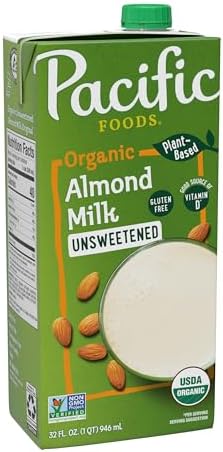 Amazon.com: Pacific Foods Organic Unsweetened Almond Milk, Plant Based ...