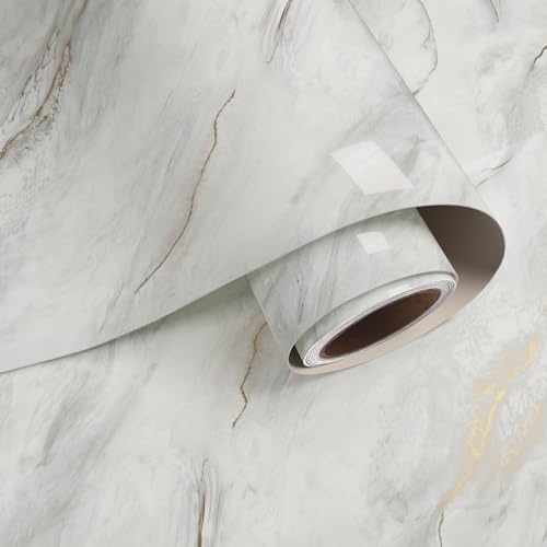HotDecor Gold and White Marble Wallpaper Kitchen Worktop Vinyl Wrap ...