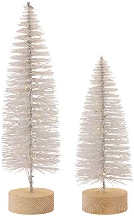 Amazon.com: Melrose Set of 2 LED White Lighted Bottle Brush Trees On ...