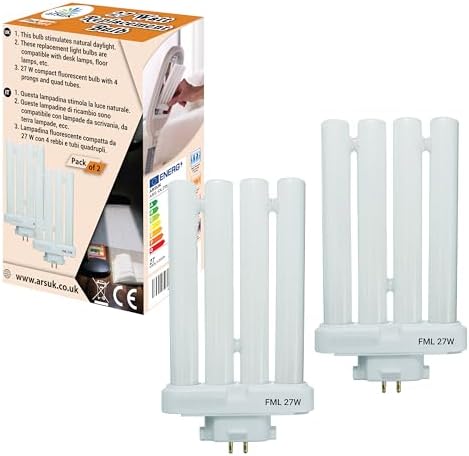 MyGift Fluorescent Light Bulb 4 Pin 6500K 27 Watt with Quad Tubes GX10Q ...