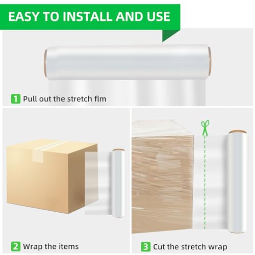 Snapklik.com : YXX-TECH Clear Stretch Wrap Roll- 13 X 1200ft 80 Gauge ...
