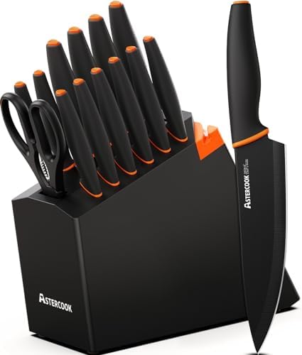 Amazon.com: Knife Set, Astercook 15 Pcs Dishwasher Safe Kitchen Knife ...