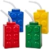 Amazon.com: Bedwina Building Blocks Cups with Straw & Lid - (Pack of 4 ...