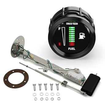 SINCO TECH 12V Universal 2" 52mm Fuel Level Gauge Auto Car Meter White ...