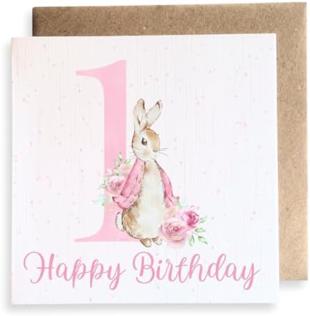 Amazon.com : Second Ave Cute 1st Birthday Age 1 Pink Bunny Rabbit ...