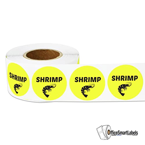 Snapklik.com : Shrimp Stickers - 1 Inch Round Circle Shrimp Food Labels ...