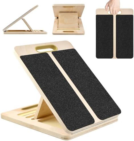 Focenat Portable Wooden Slant Board, Wooden Balance Board for Calf ...