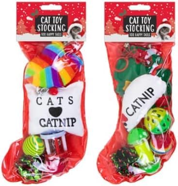 2 x Cat Toy Stockings - Festive Fun For Your Furry Friend. Balls, Mice ...