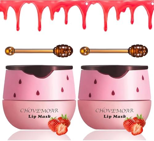 Amazon.com : 2 PCS Strawberry Lip Mask Lip Balm Honey Pot, Vitamin E ...