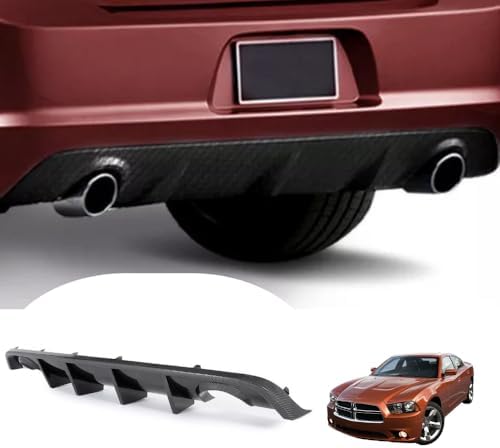 Amazon.com: POWECHOX Carbon Fiber Look Rear Bumper Diffuser Spoiler ...