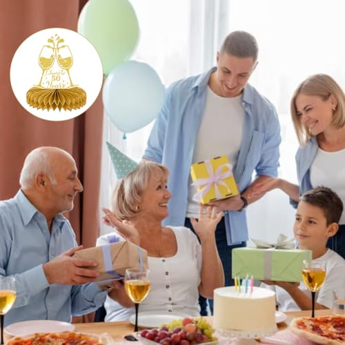 9Pcs Golden Wedding Anniversary Table Decorations,Honeycomb ...