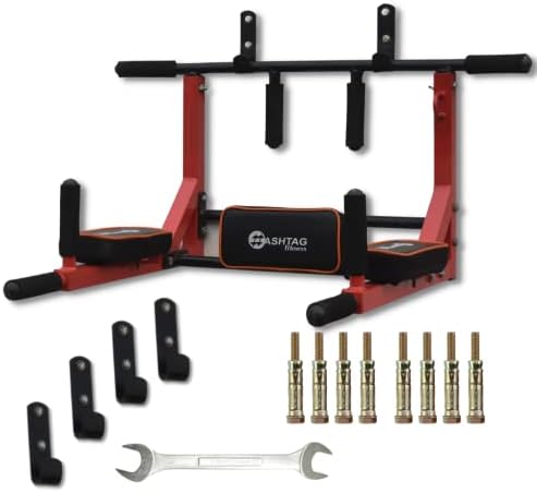 HASHTAG FITNESS Wall Mounted Multi-Grip Dip Station for Indoor Home Gym ...