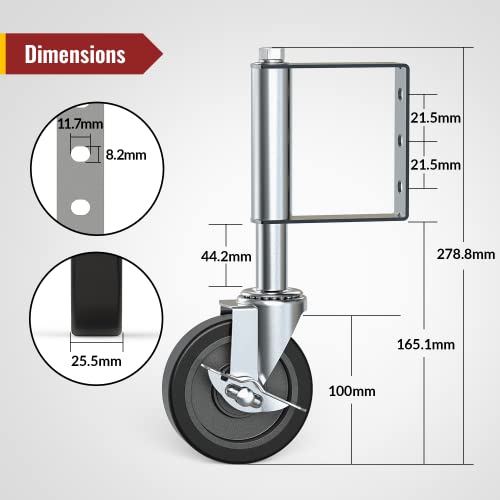 HOLKIE 100mm Gate Wheel Heavy Duty Spring Loaded Gate Wheel Swivel Gate ...
