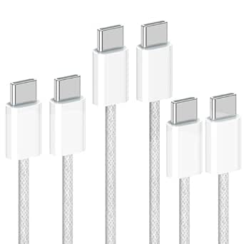 Amazon.com: USB C to USB C Cable 3Pack 3.3ft+6ft+10ft 60W Type C Nylon ...