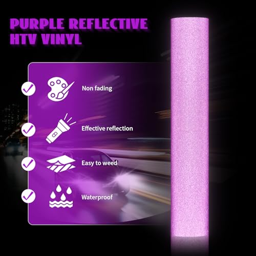 Snapklik.com : GIRAFVYINL Reflective HTV Vinyl Purple Heat Transfer ...