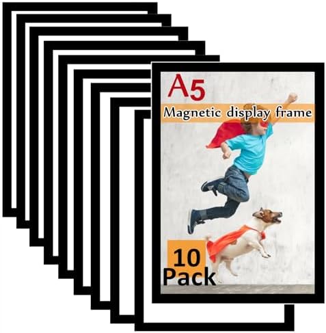Gocoffun A5 Magnetic Picture Frame, 10 PCS Self Adhesive Magnetic Sign ...