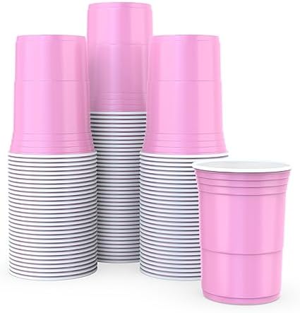 Plastic Cups – Pink Disposable Cups 16oz(50 Pcs) - Party Cups for ...