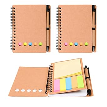 URBAN BOX Lined Spiral Notebook Kraft Paper Cover Notepad with Pen in ...