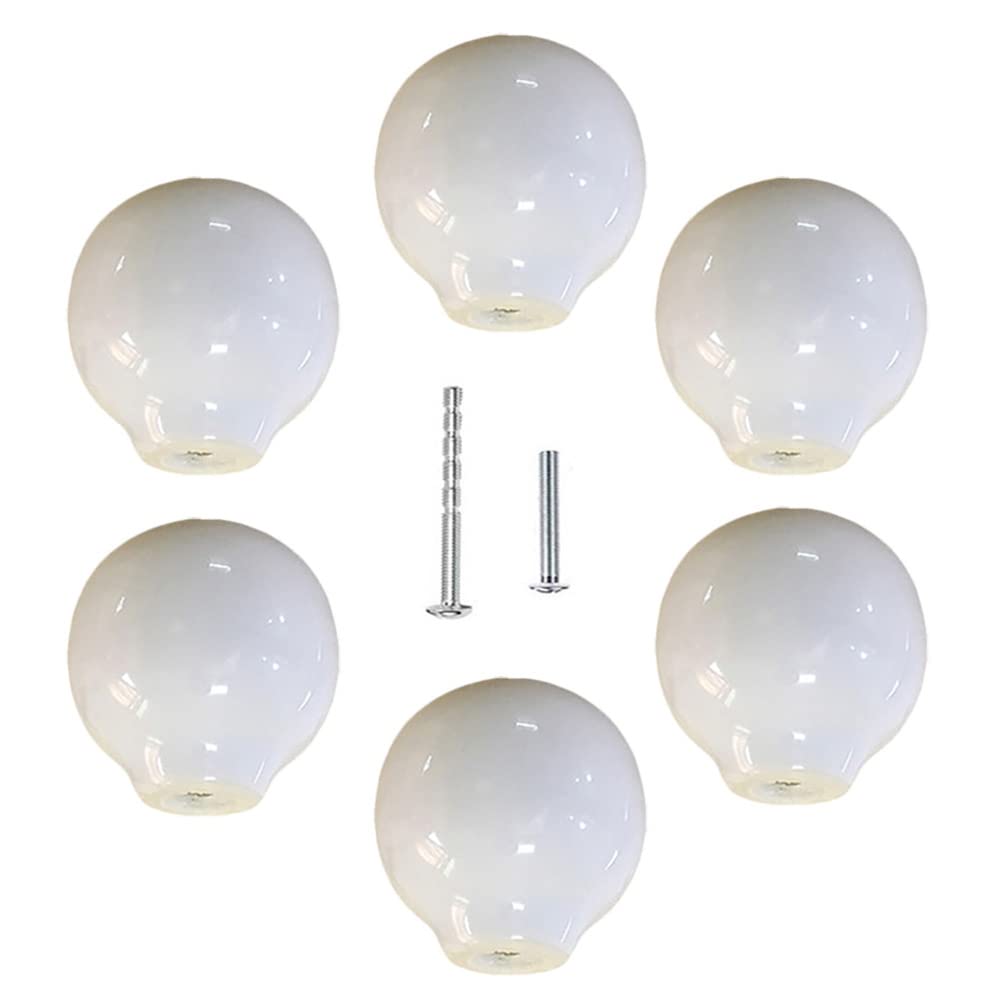UULU 6Pcs White Ceramic Knobs Round Drawer Pulls Vintage Spherical ...