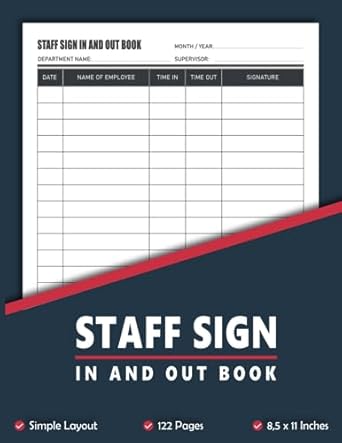 Amazon.com: Staff Sign In And Out Book: Track Your Employees Attendance ...